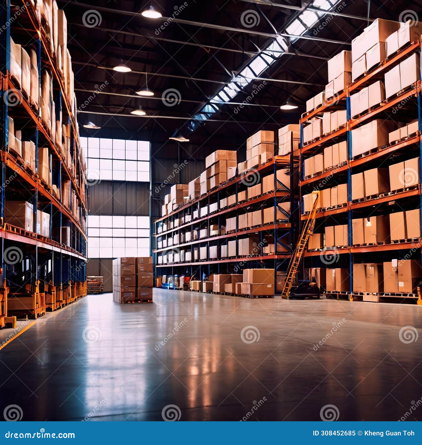 Modern Warehouse Logistics Storage Area Stacked with Boxes and Cargo ...