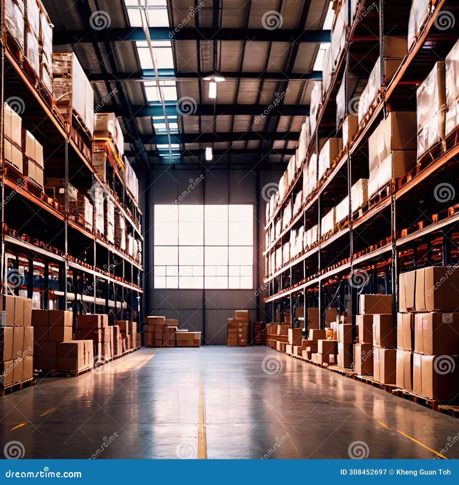 Modern Warehouse Logistics Storage Area Stacked with Boxes and Cargo ...