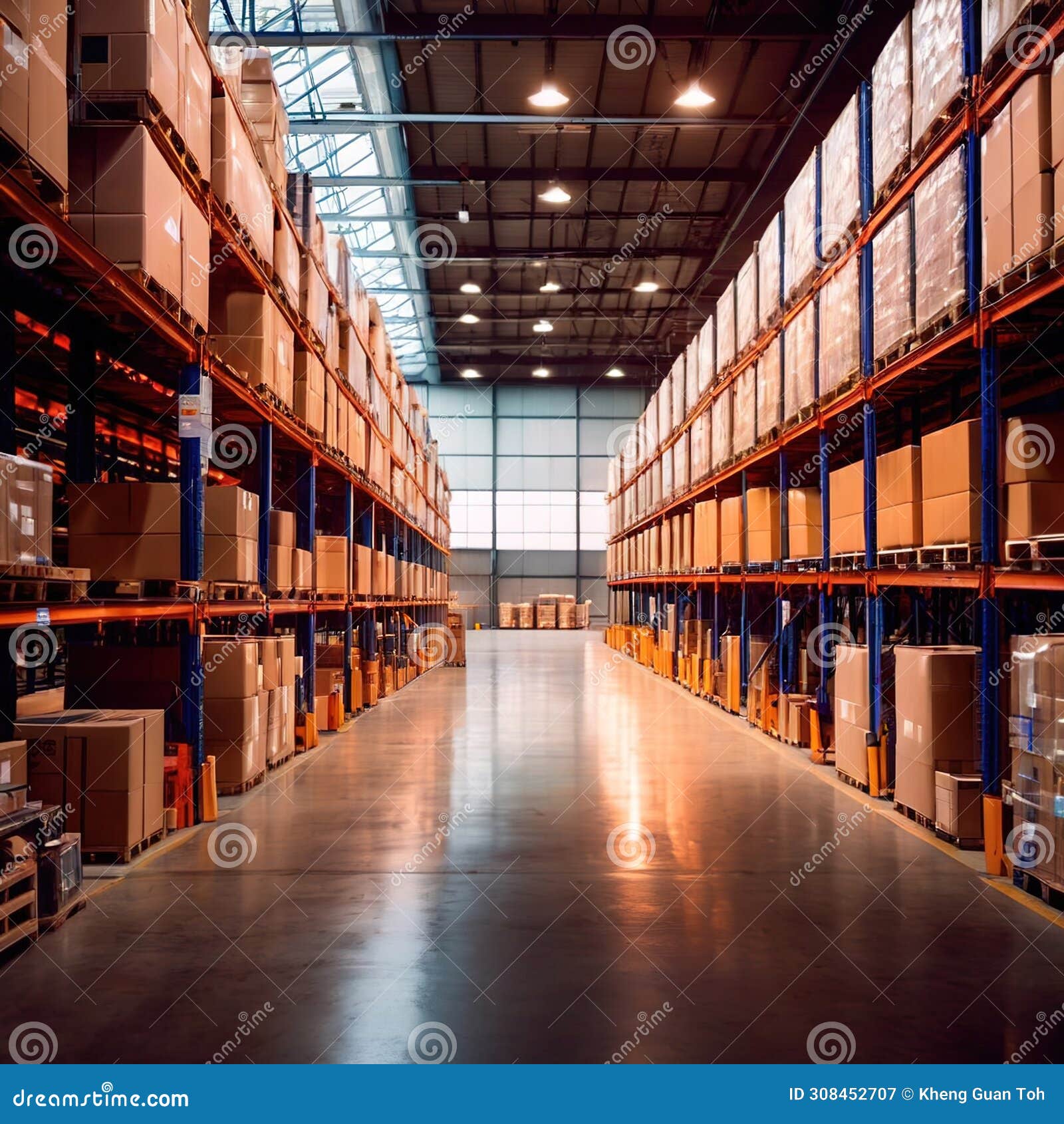 Modern Warehouse Logistics Storage Area Stacked with Boxes and Cargo ...