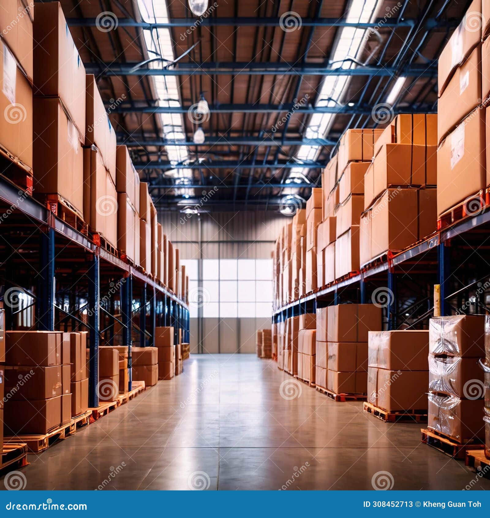 Modern Warehouse Logistics Storage Area Stacked with Boxes and Cargo ...