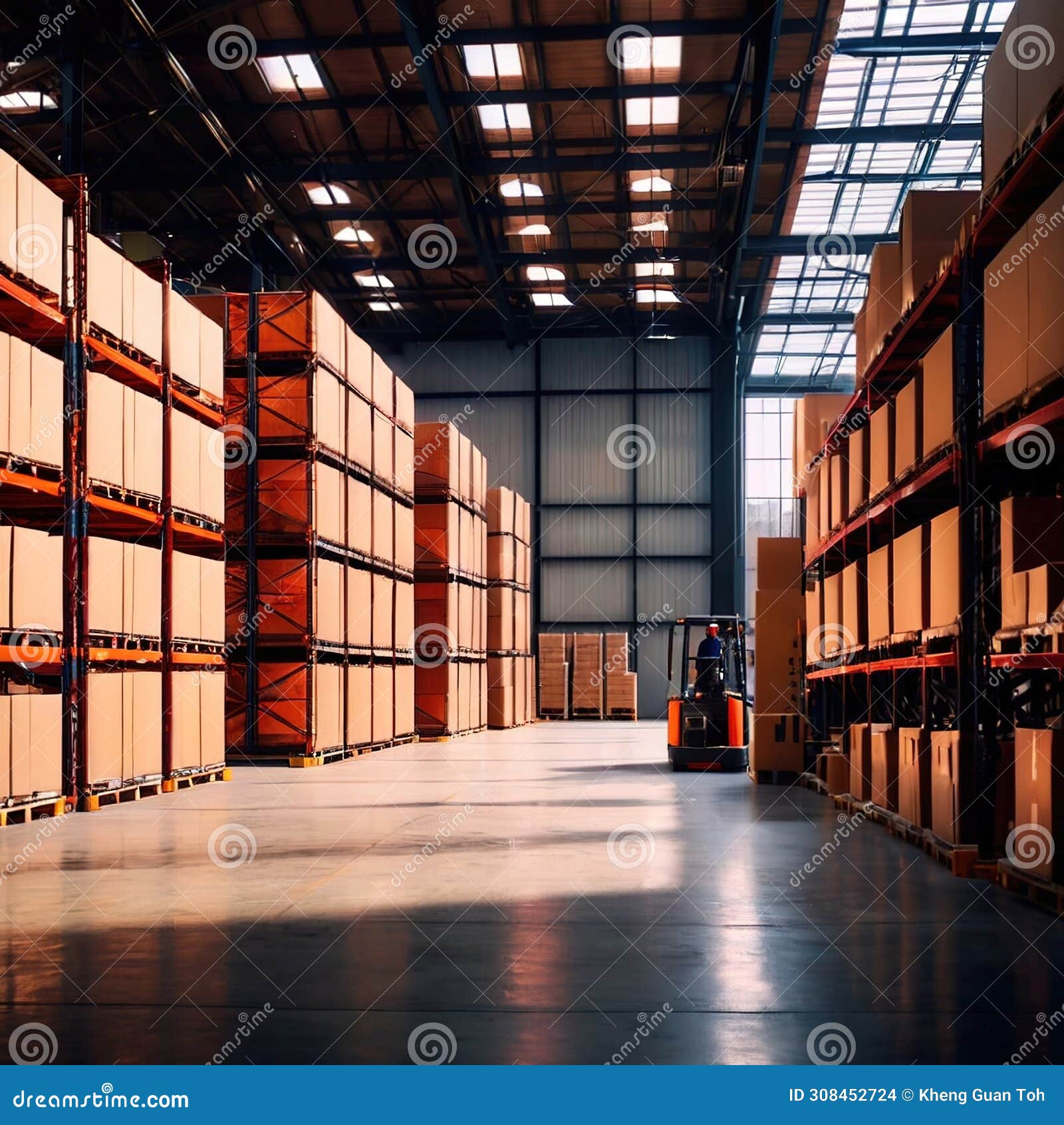 Modern Warehouse Logistics Storage Area Stacked with Boxes and Cargo ...