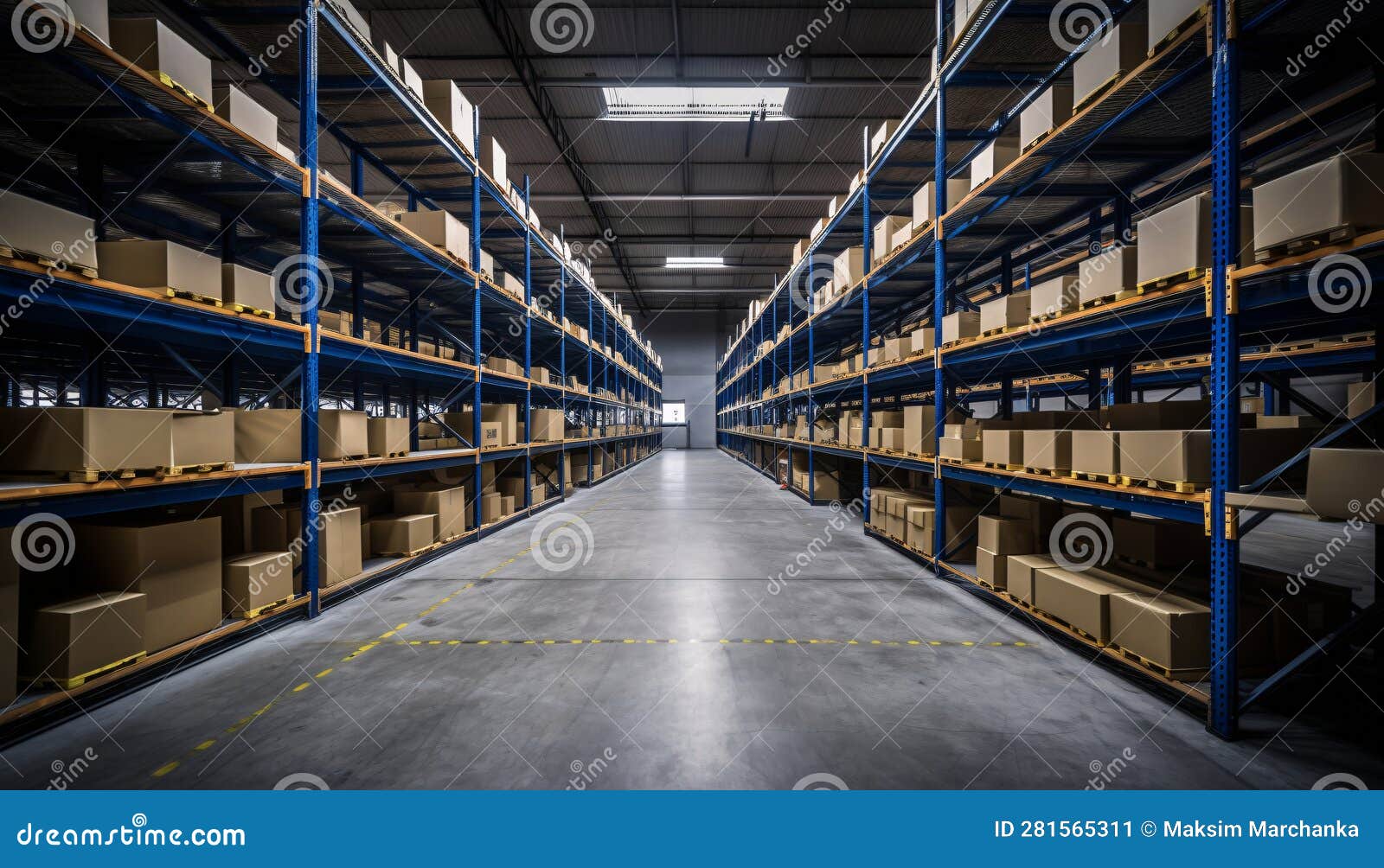 Modern Warehouse with Racks, Boxes and Containers, AI Generated Stock ...