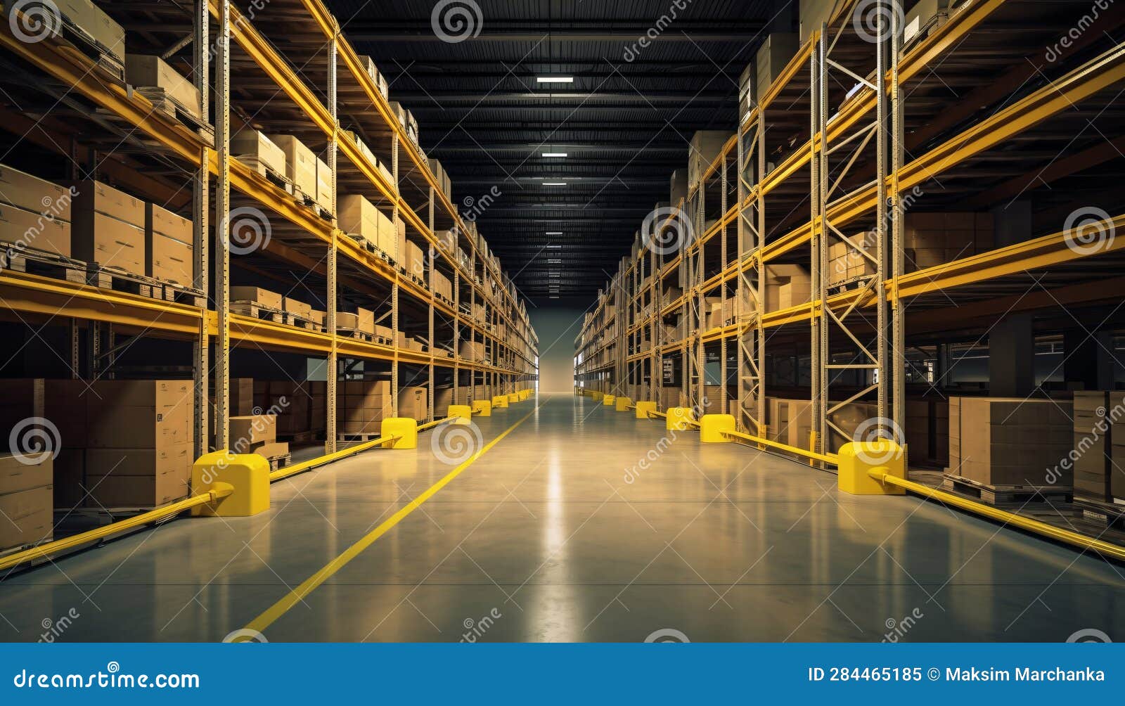 Modern Warehouse with Racks, Boxes and Containers, AI Generated Stock ...