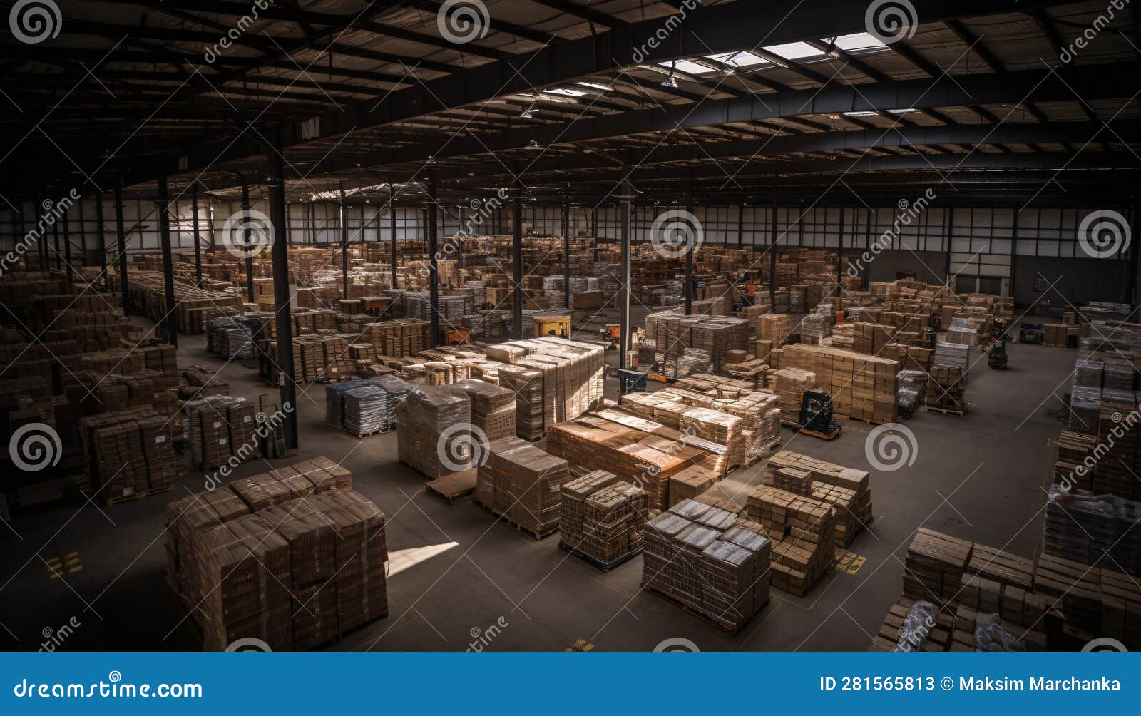 Modern Warehouse with Racks, Boxes and Containers Top View, AI ...
