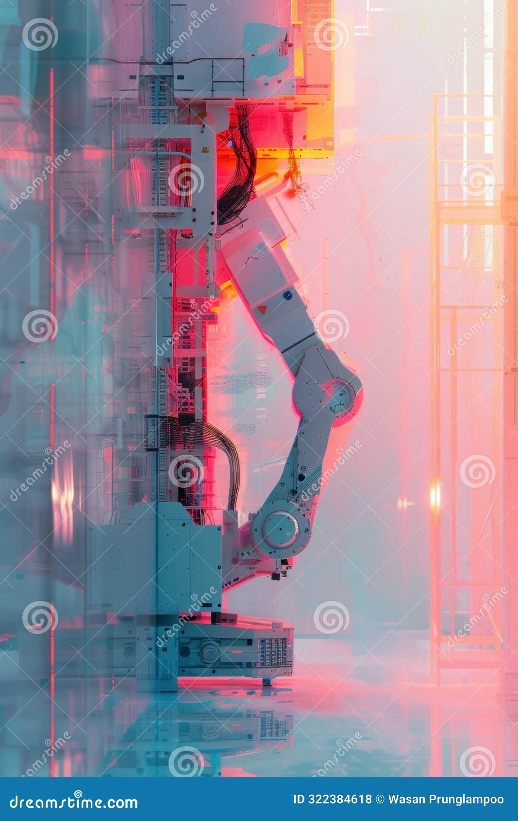 Modern Warehouse Robotics, Automation Systems, Side View, Highlighting ...