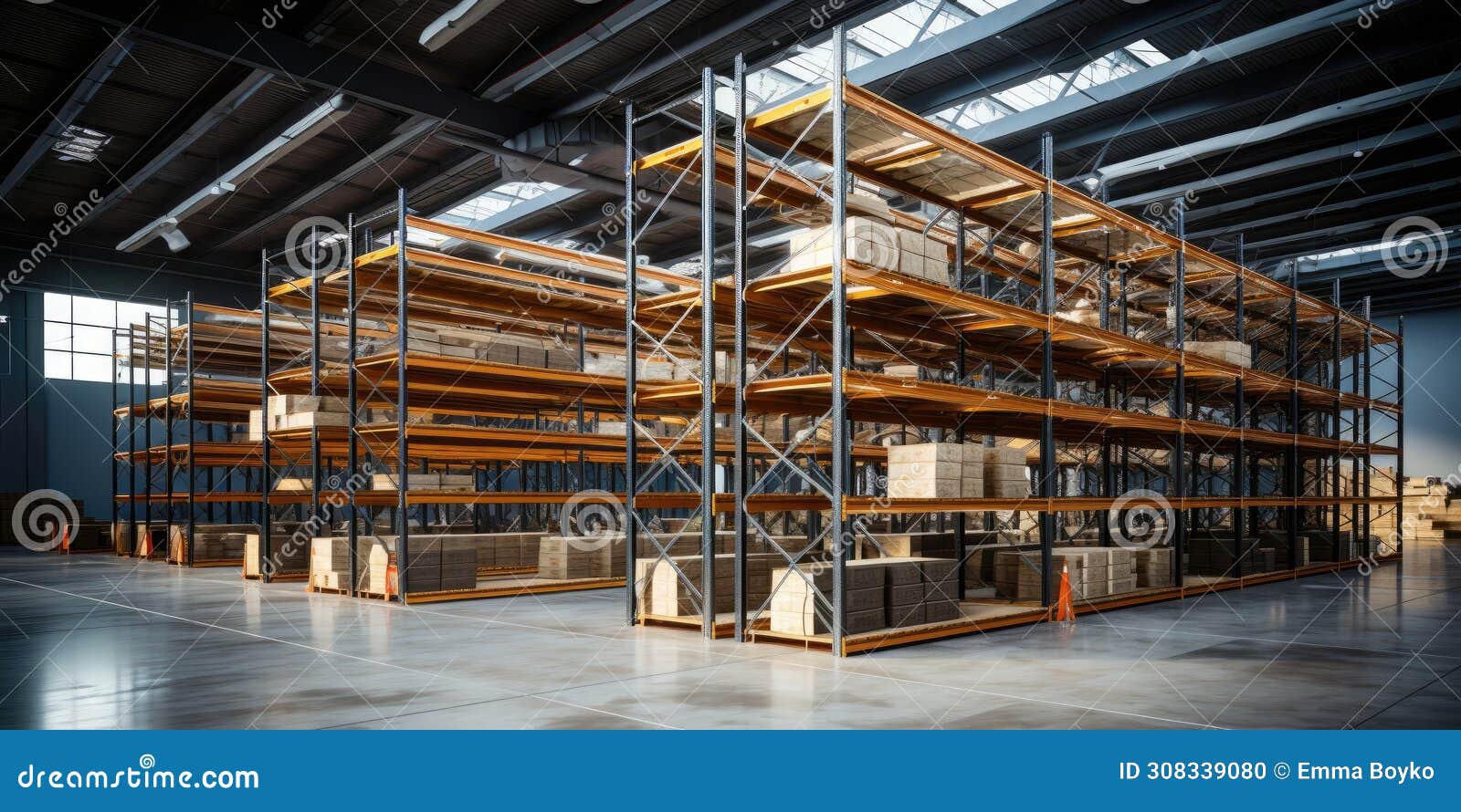 Modern Warehouse with Shelving. Distribution Center. Generative AI ...