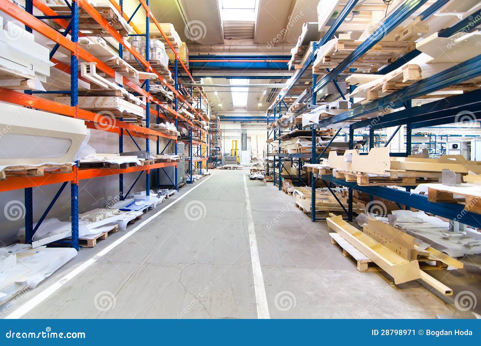 Modern Warehouse with Symmetric Rows Stock Image - Image of industrial ...
