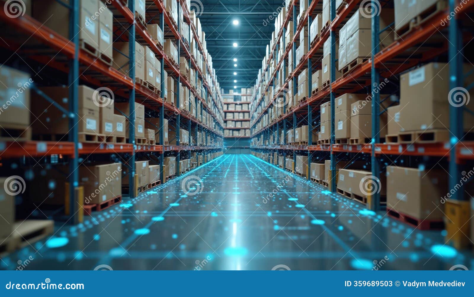 Modern Warehouse Tech Features AI-powered Logistics Management System ...