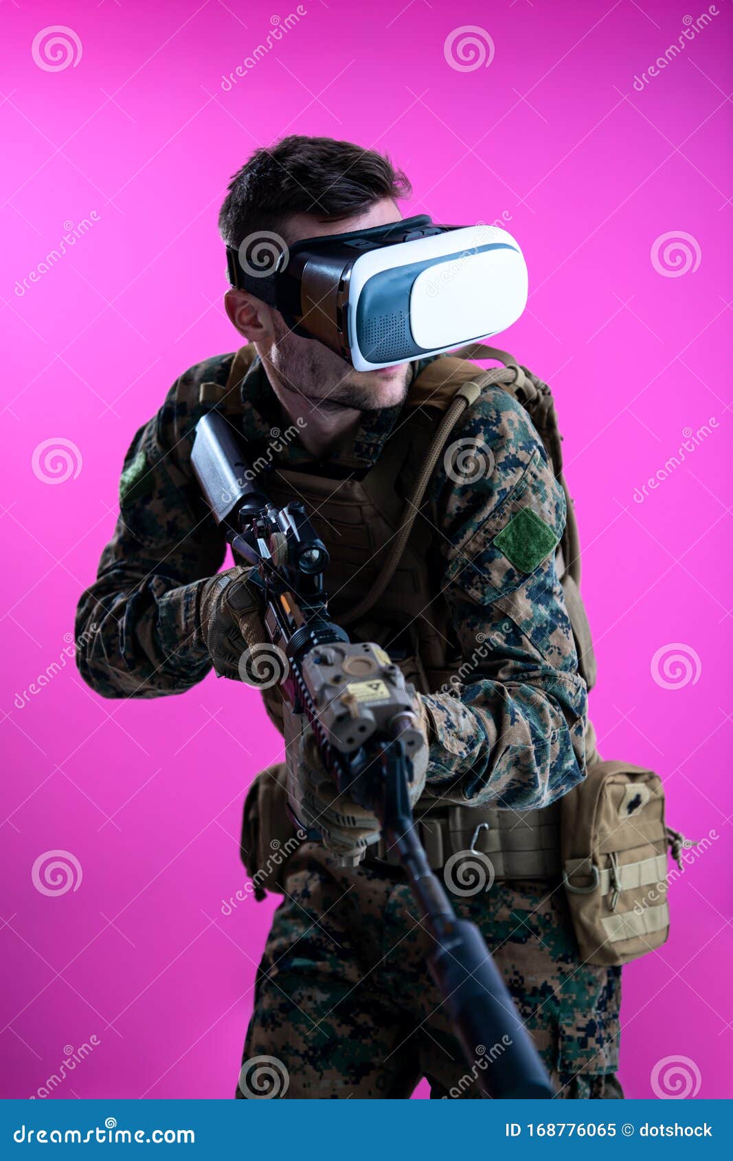 Soldier in Battle Using Virtual Reality Glasses Stock Image - Image of ...