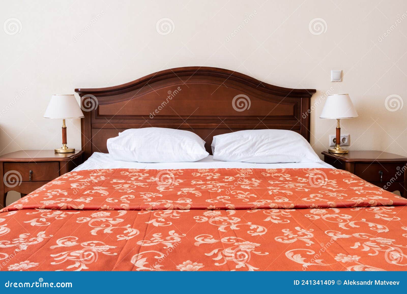 Modern, Warm, Inviting Bedroom or Hotel Room Stock Image - Image of ...