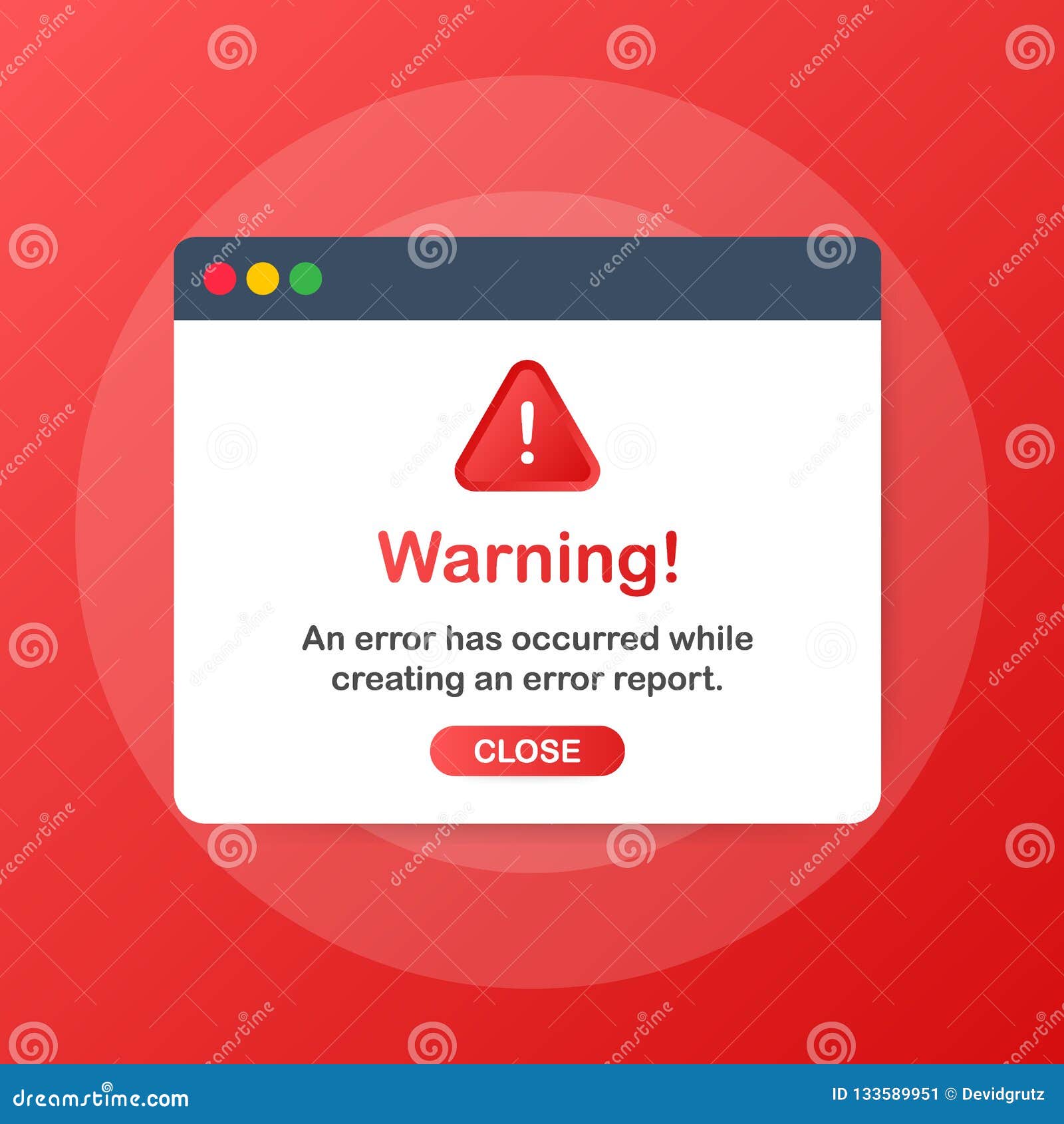 Modern Warning Pop Up with Flat Design on Red Background. Vector ... Modern Warning Pop Up with Flat Design on Red Background. Vector ...