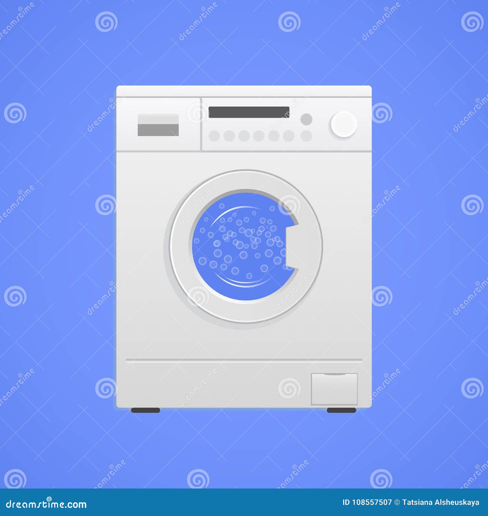 Modern Washing Machine on a Blue Background. Stock Vector ...