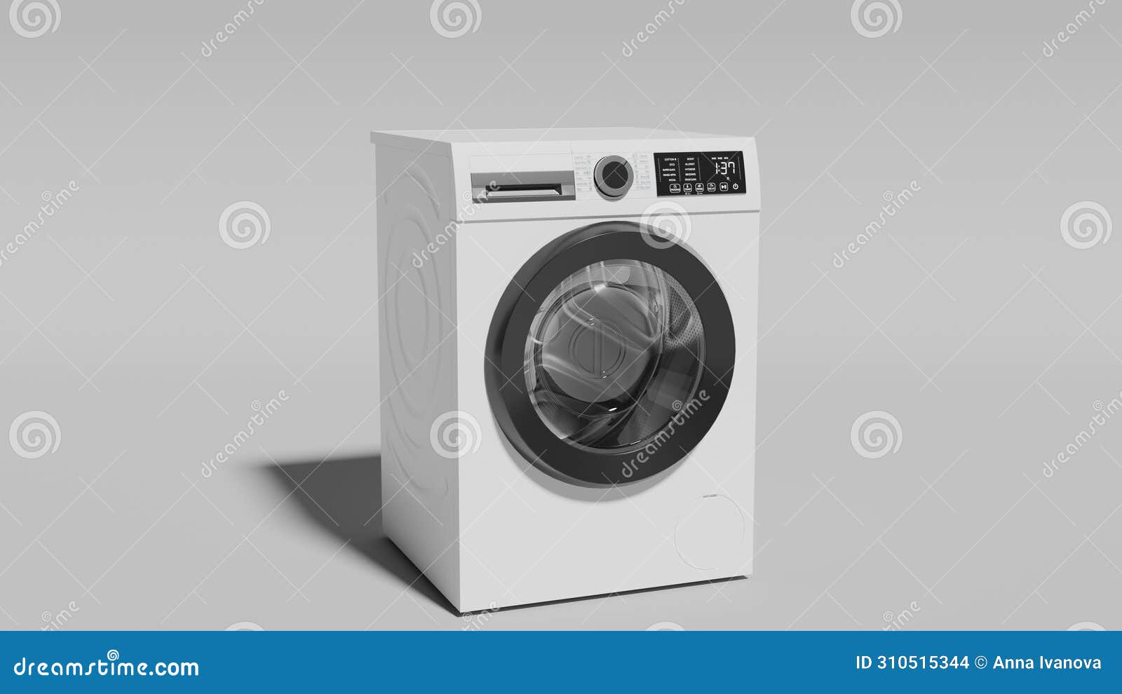 Modern Washing Machine with Digital Display, Front Load, Large Door ...