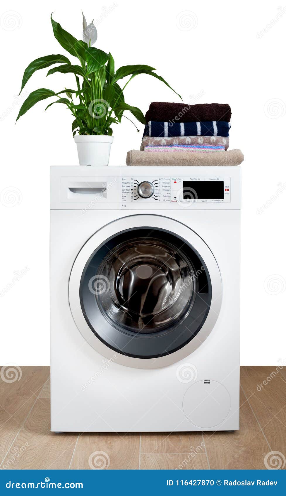 Modern washing machine. stock photo. Image of clothes - 116427870