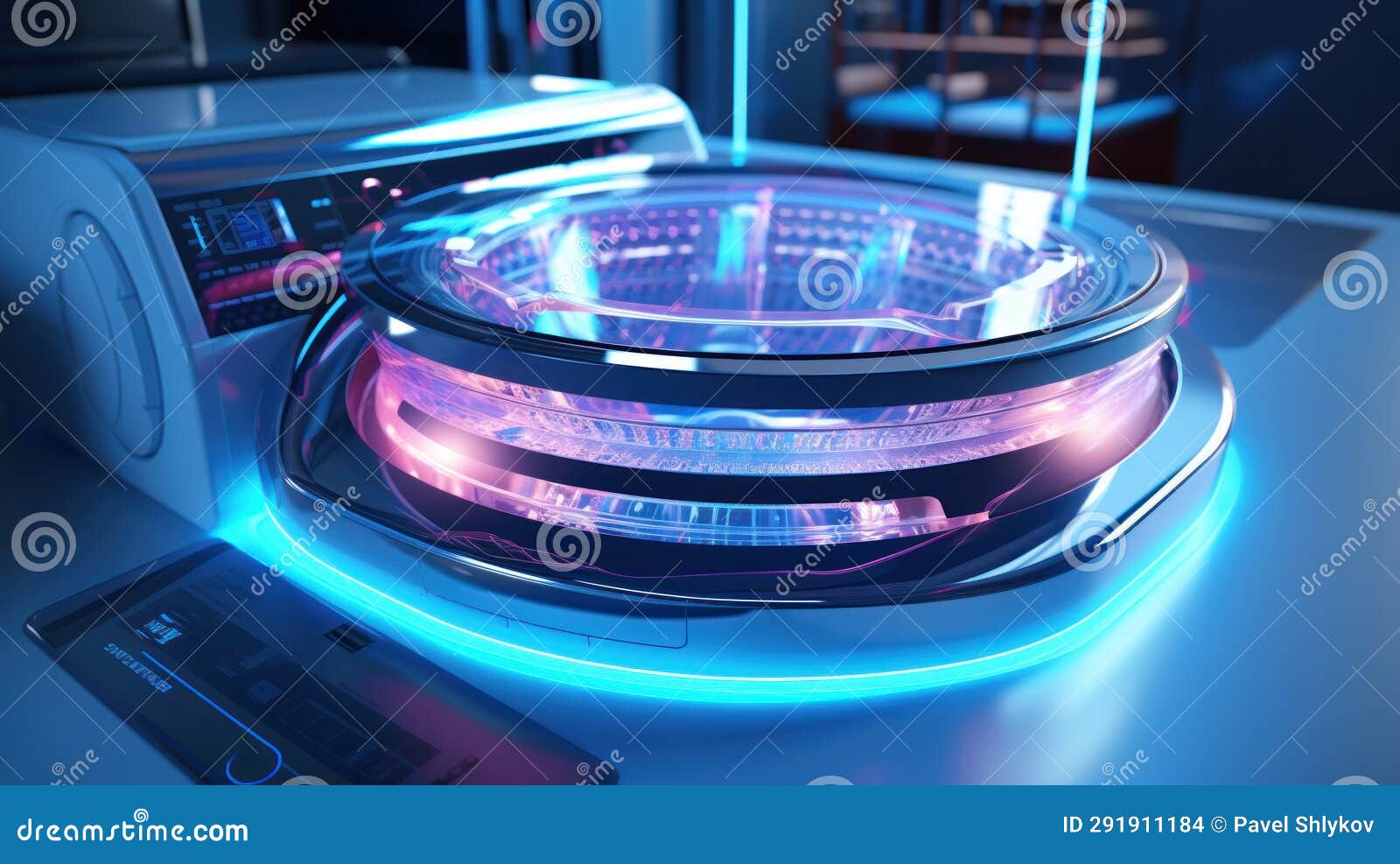 Modern Washing Machine with Laundry, Closeup Digital Control Display ...