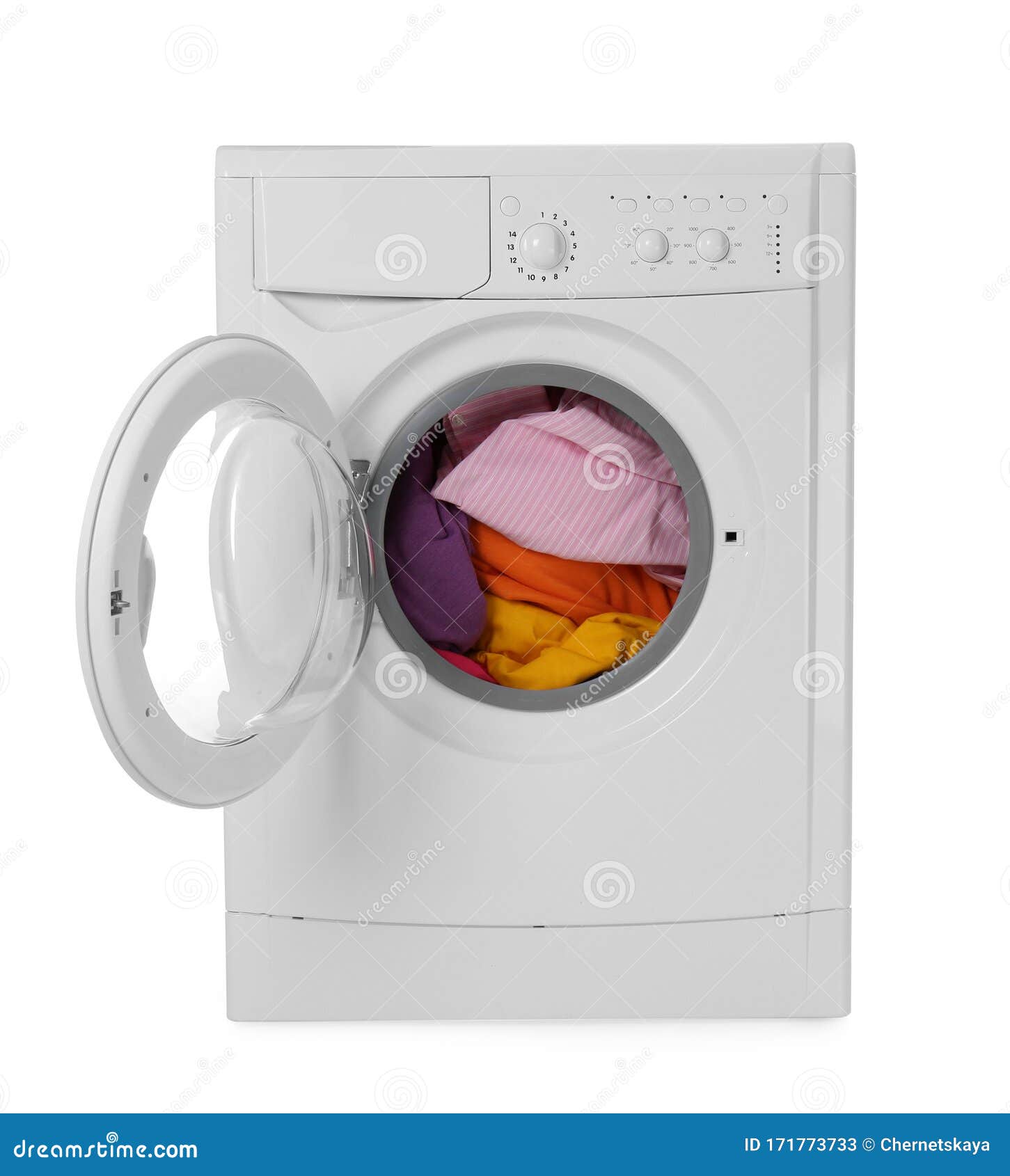 Modern Washing Machine with Laundry Isolated Stock Image - Image of ...