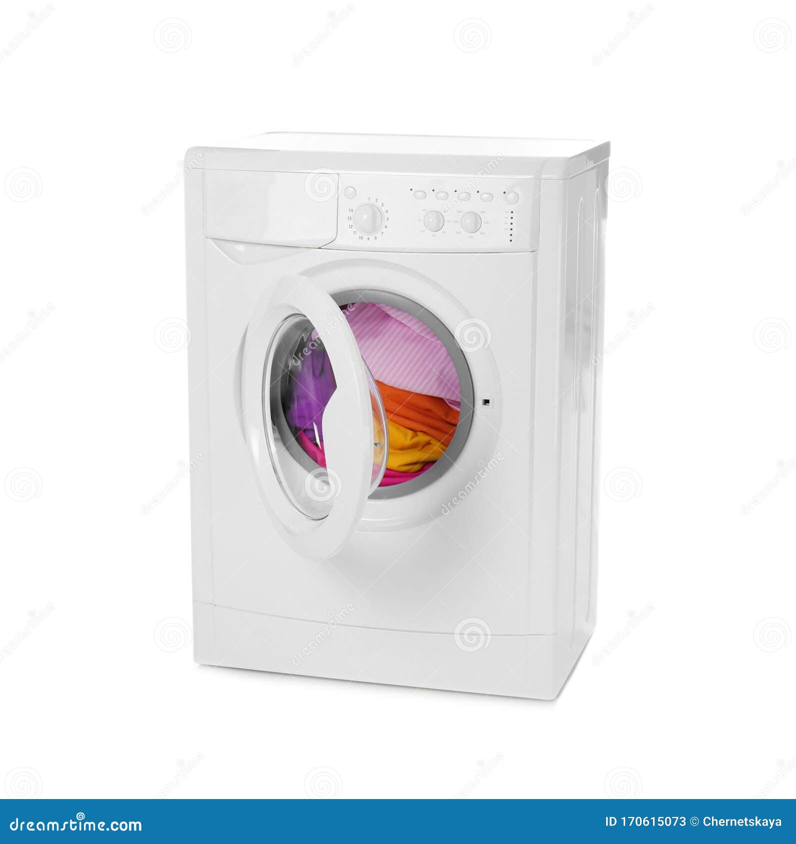 Modern Washing Machine with Laundry Isolated Stock Image - Image of ...