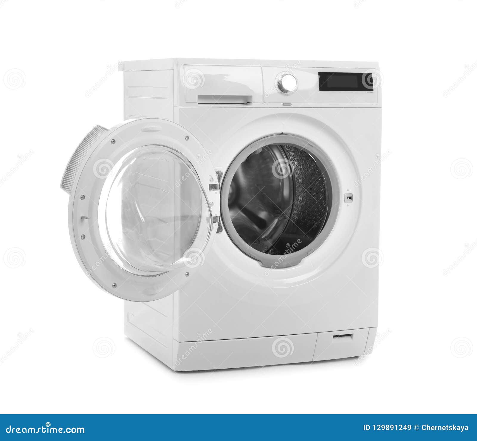 Modern Washing Machine on White Background Stock Image - Image of ...