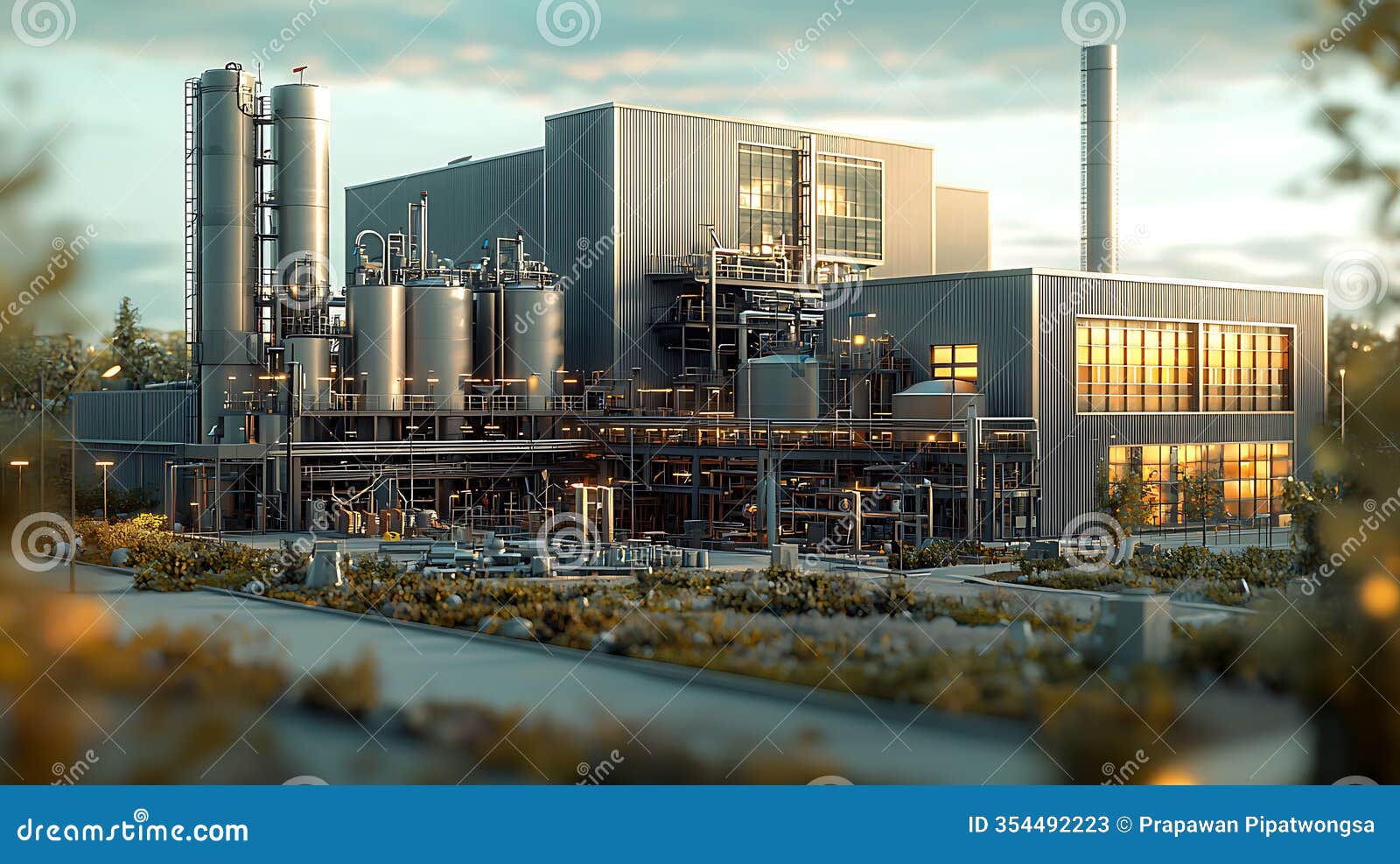Modern Waste Conversion Plant with Integrated AI Technology, Showcasing ...