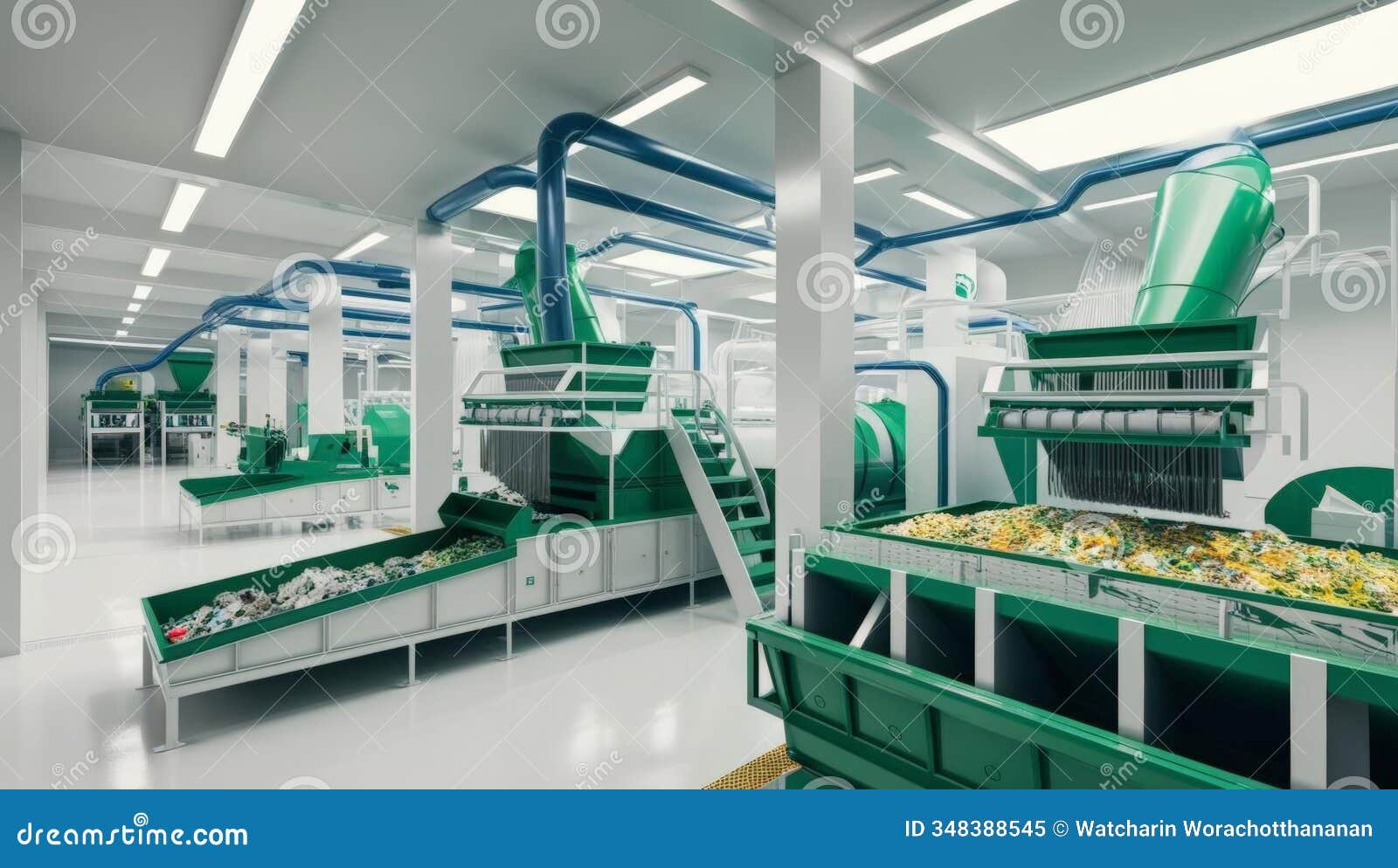 Modern Waste Management Facility Interior Design Stock Illustration ...
