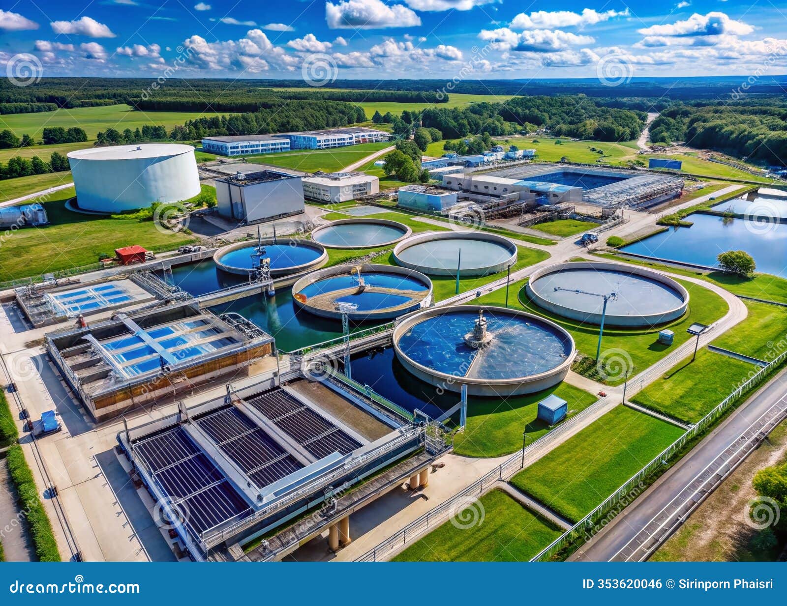 Modern Wastewater Treatment Plant 3D Model Green Technology Sustainable ...