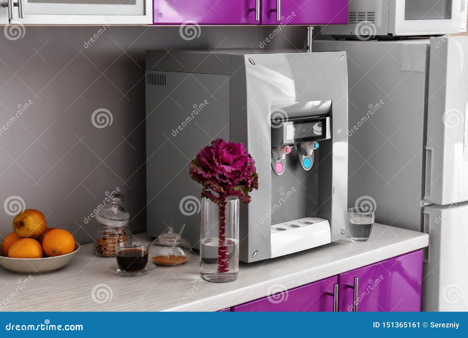 Modern Water Cooler on Table in Kitchen Stock Image - Image of counter ...