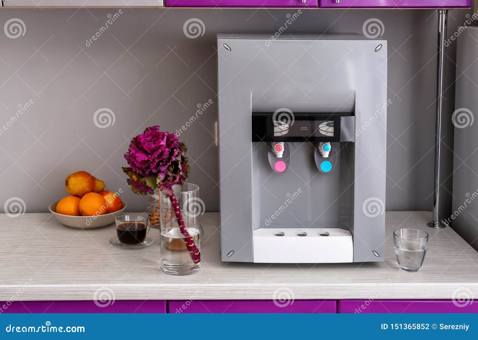 Modern Water Cooler on Table in Kitchen Stock Photo - Image of natural ...