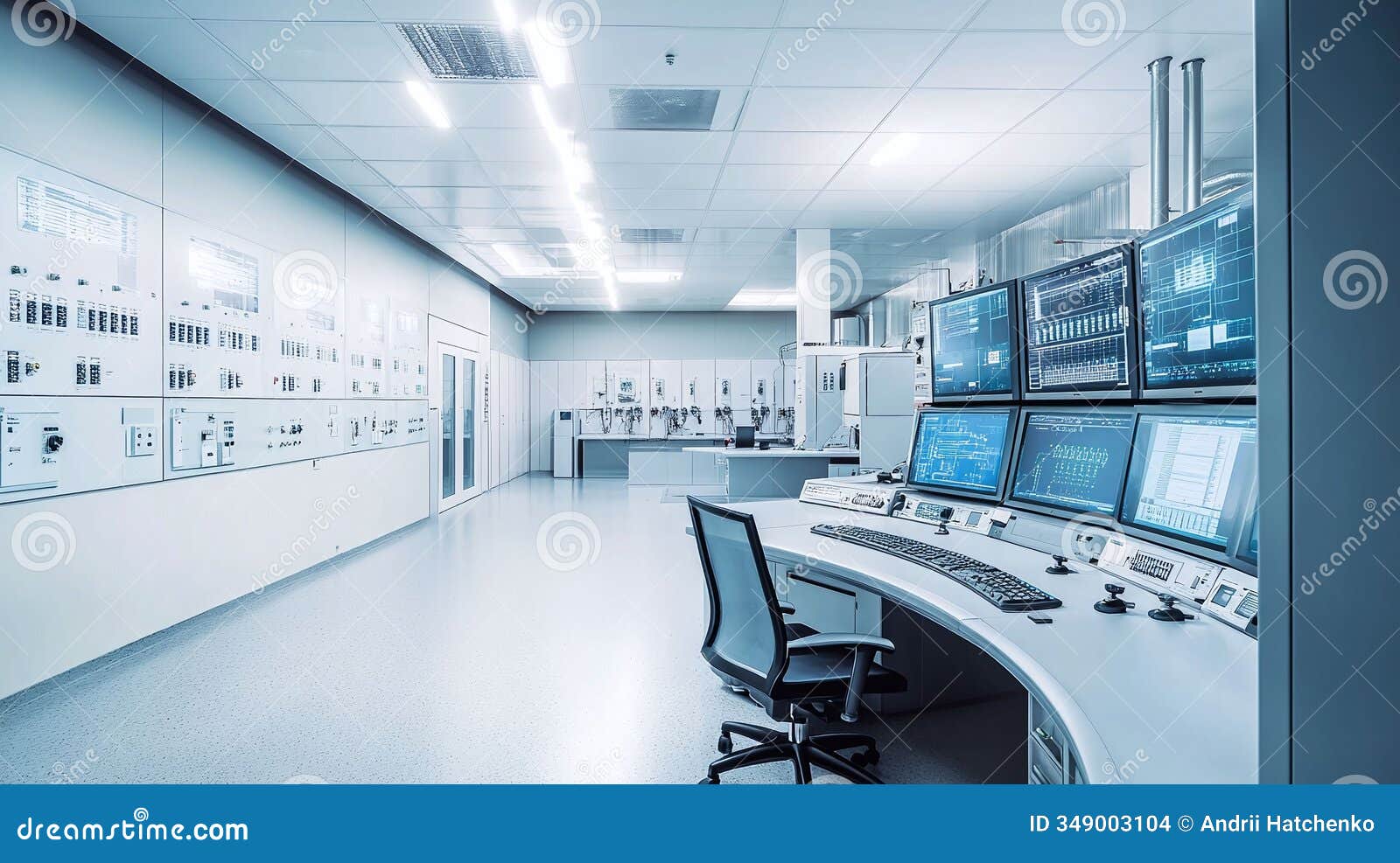 A Modern Water Distribution Control Room with Automated Systems. Stock ...
