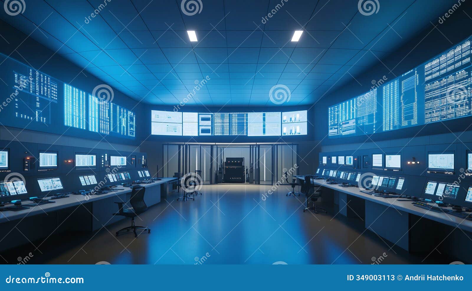 A Modern Water Distribution Control Room with Automated Systems. Stock ...