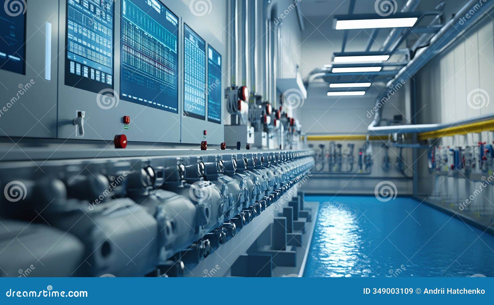 A Modern Water Distribution Control Room with Automated Systems. Stock ...