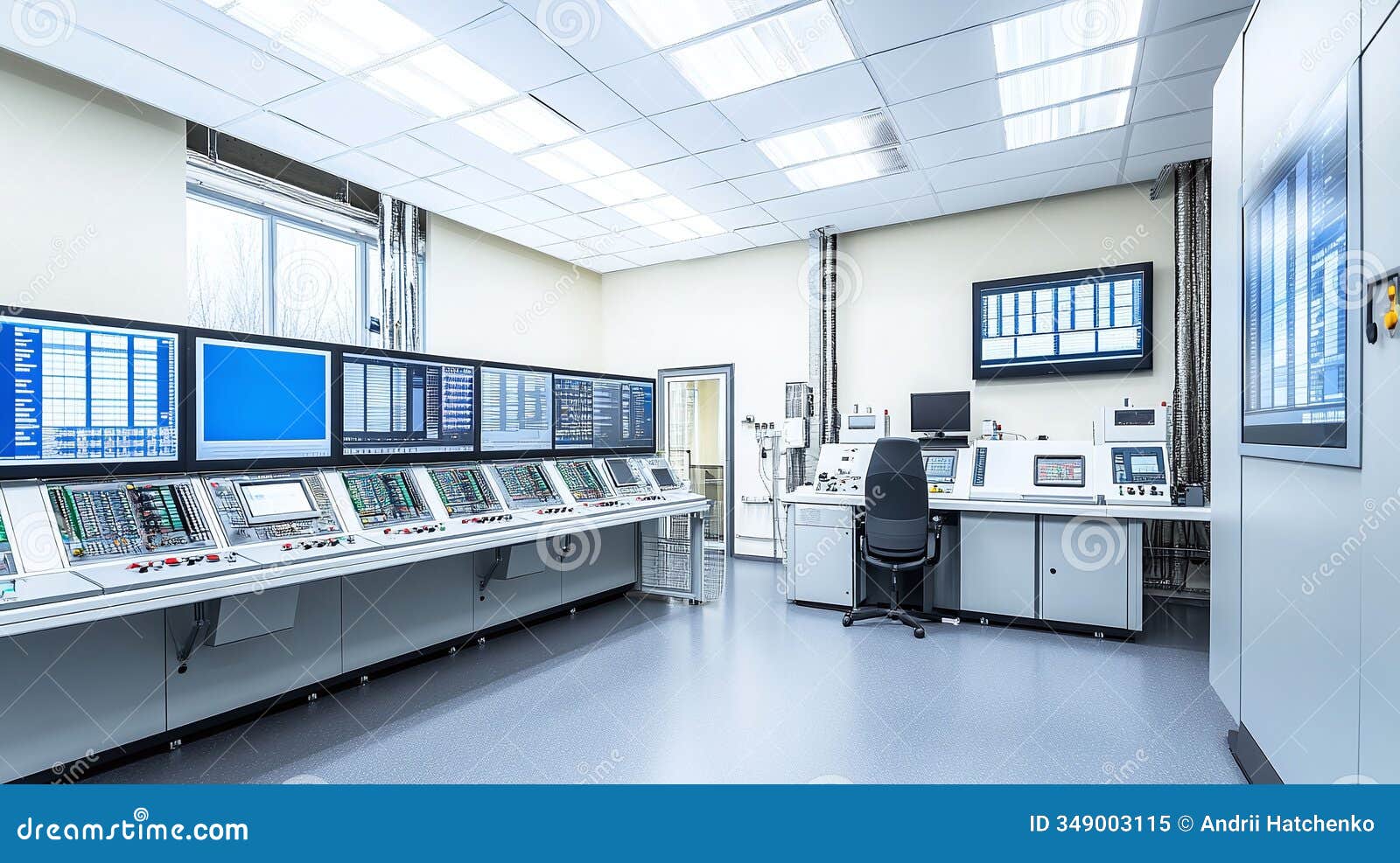 A Modern Water Distribution Control Room with Automated Systems. Stock ...