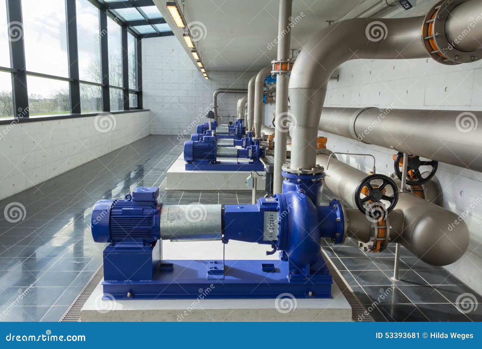 Modern water pumps stock image. Image of pipeline, metal - 53393681