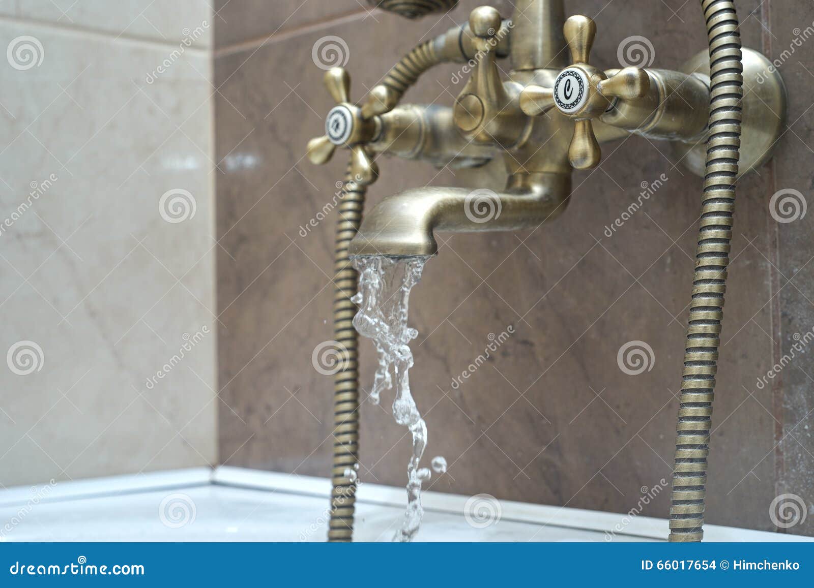 Modern Water Tap in the Bathroom. Flowing Water Stock Photo - Image of ...