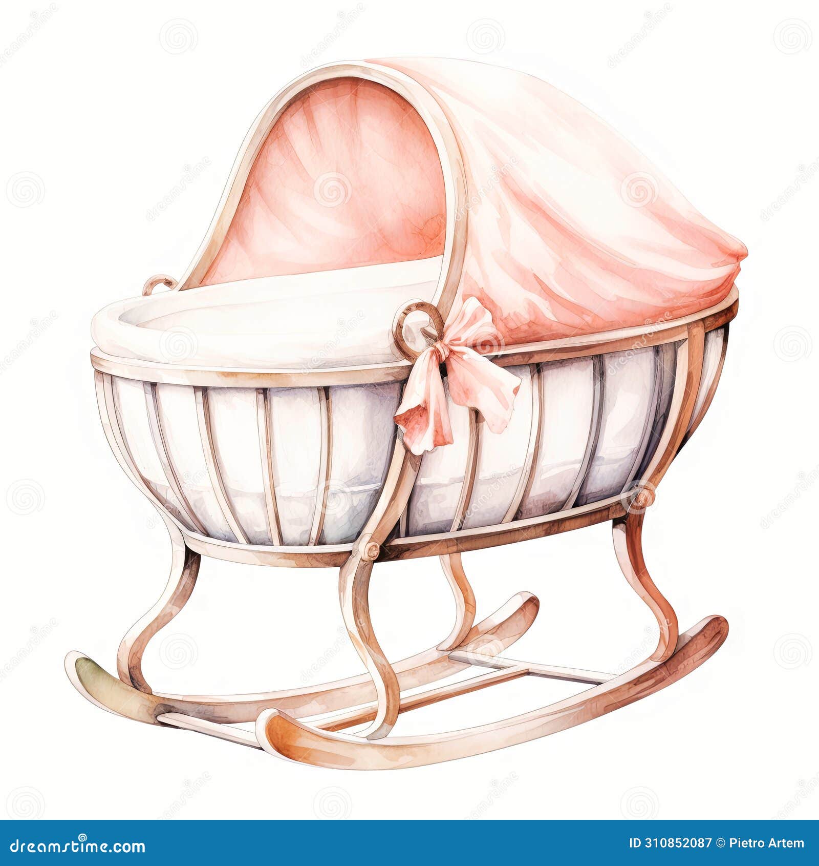 Modern Watercolor Baby Cradle in Soft and Delicate Stock Image - Image ...