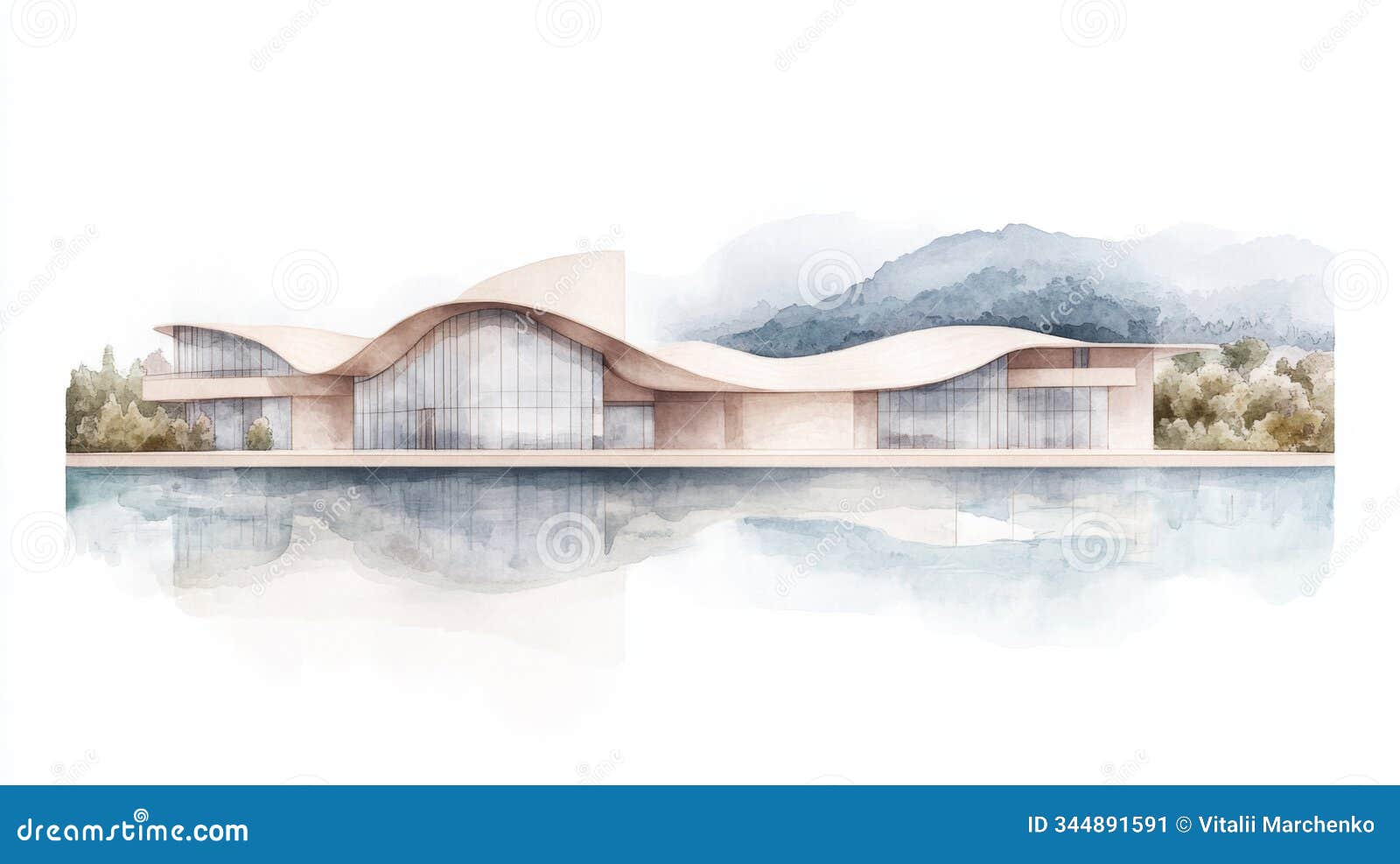 Modern Waterfront Architecture with Wave-inspired Roof Design and ...