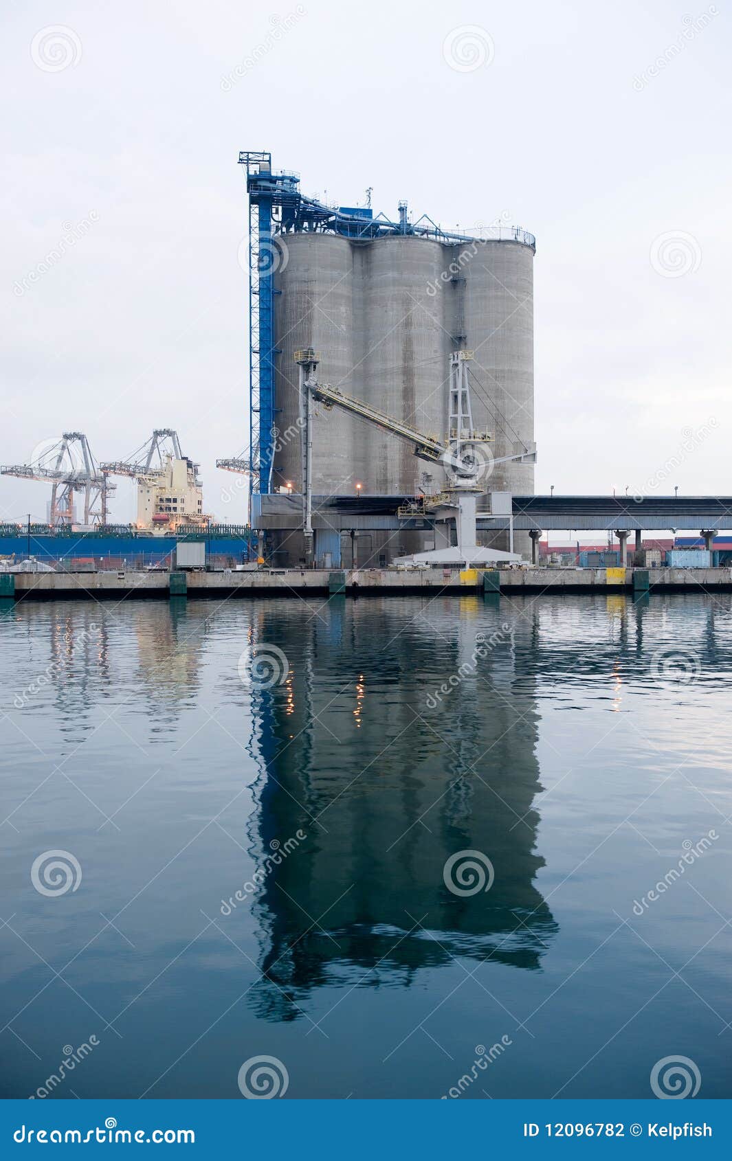 Modern waterfront silo stock photo. Image of factory - 12096782