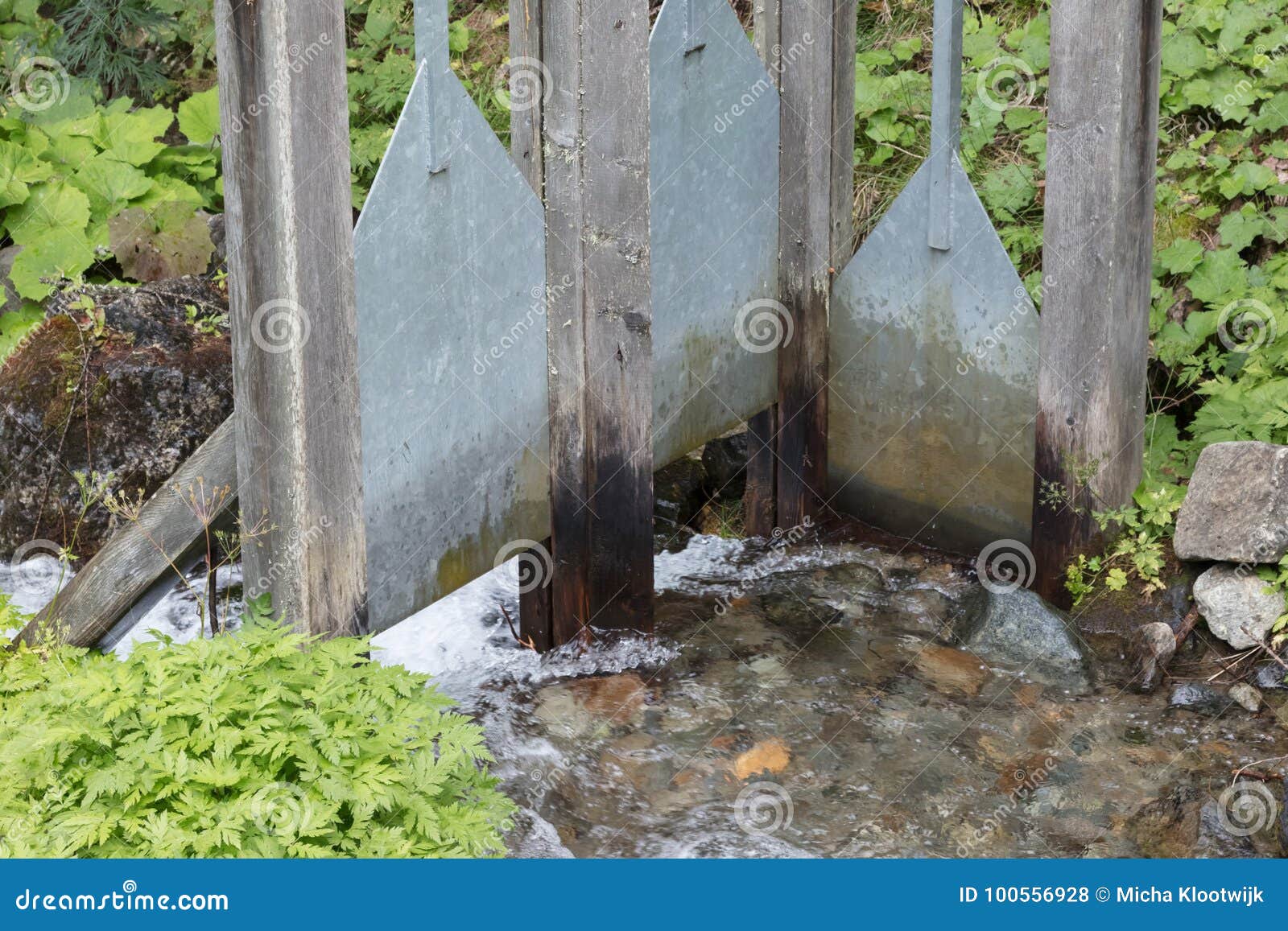 Modern Watergate in a Small River Stock Photo - Image of nature ...