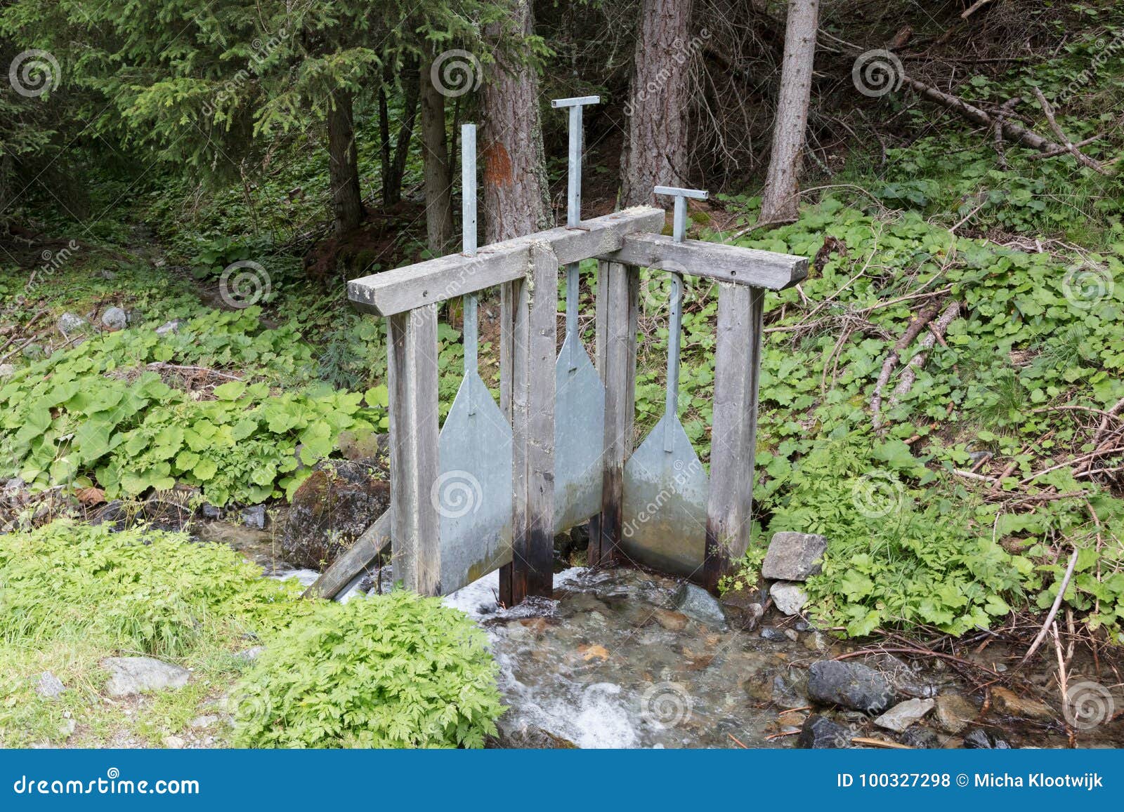 Modern Watergate in a Small River Stock Photo - Image of power, small ...