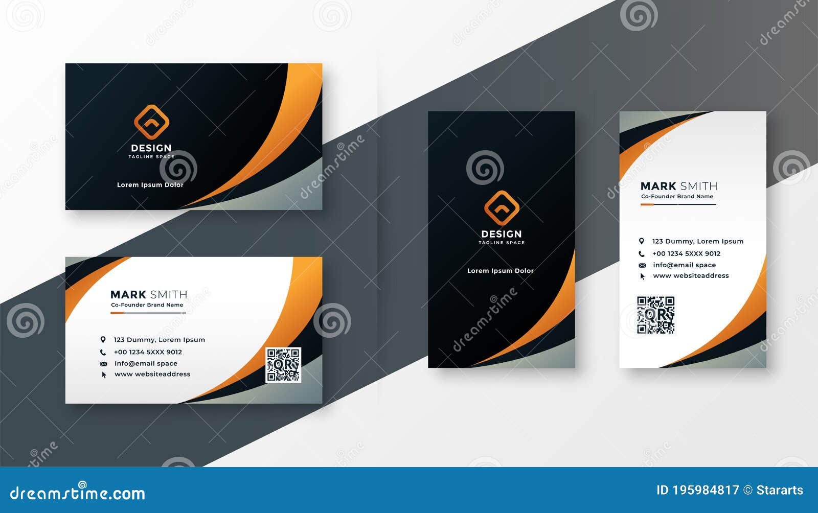 Modern Wavy Business Card Design Template Stock Vector - Illustration ...