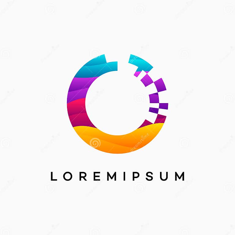 Modern Wavy Circle Technology Logo Template, Wire Tech Logo Designs ...