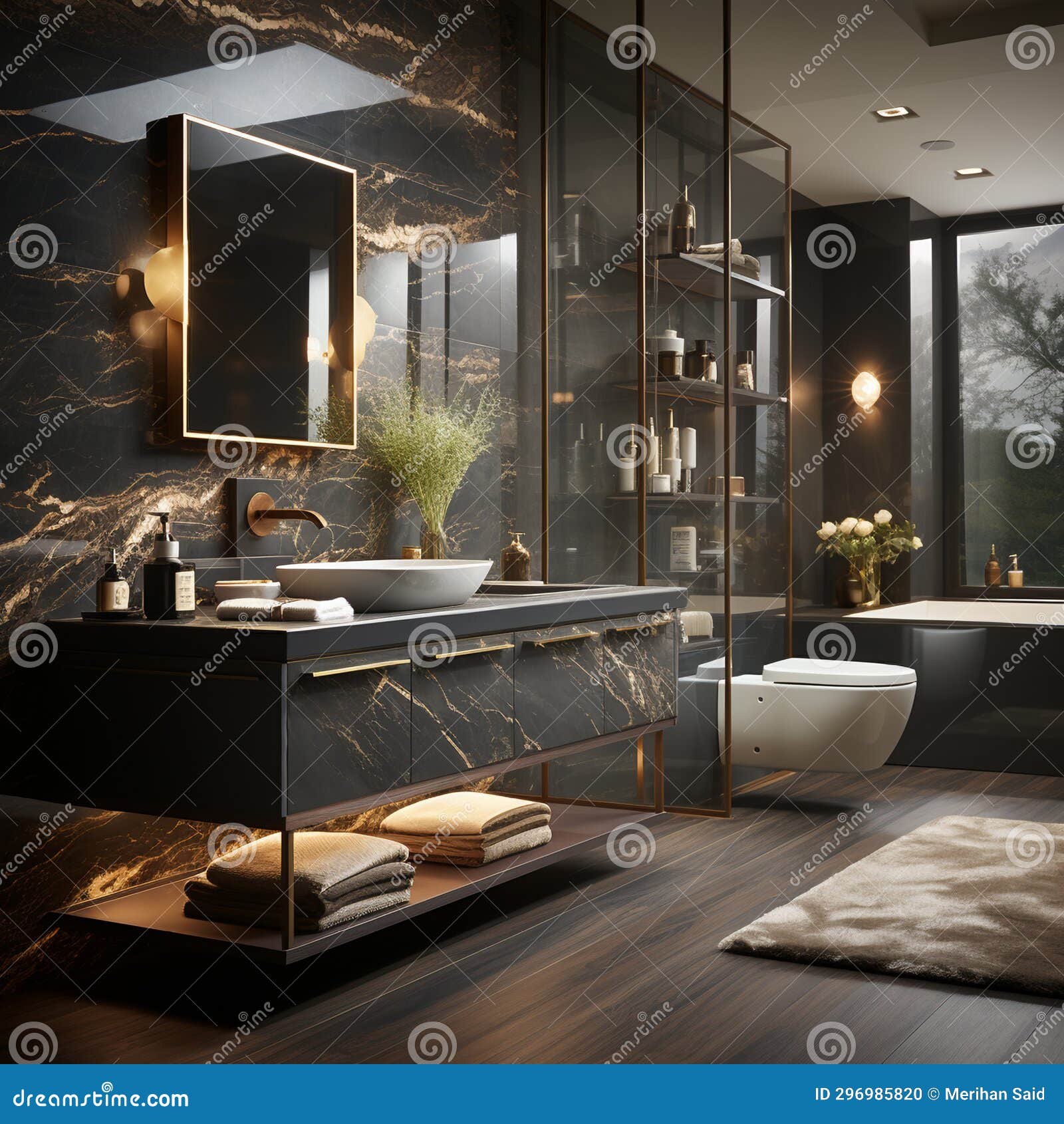 Modern Wc with Light Grey, AI Generative. Stock Photo - Image of ...