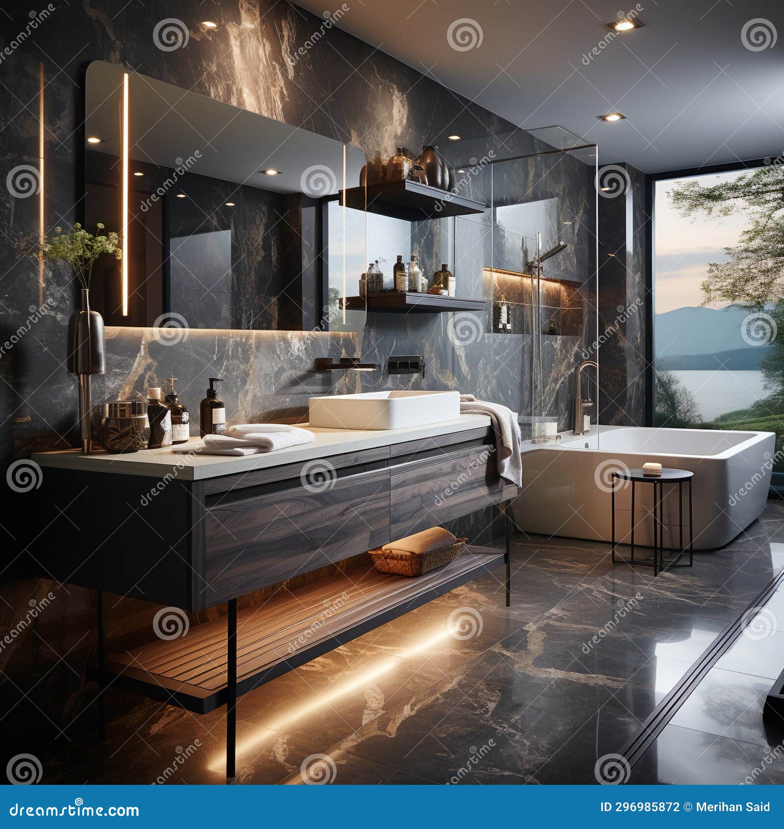 Modern Wc with Light Grey, AI Generative. Stock Photo - Image of wall ...
