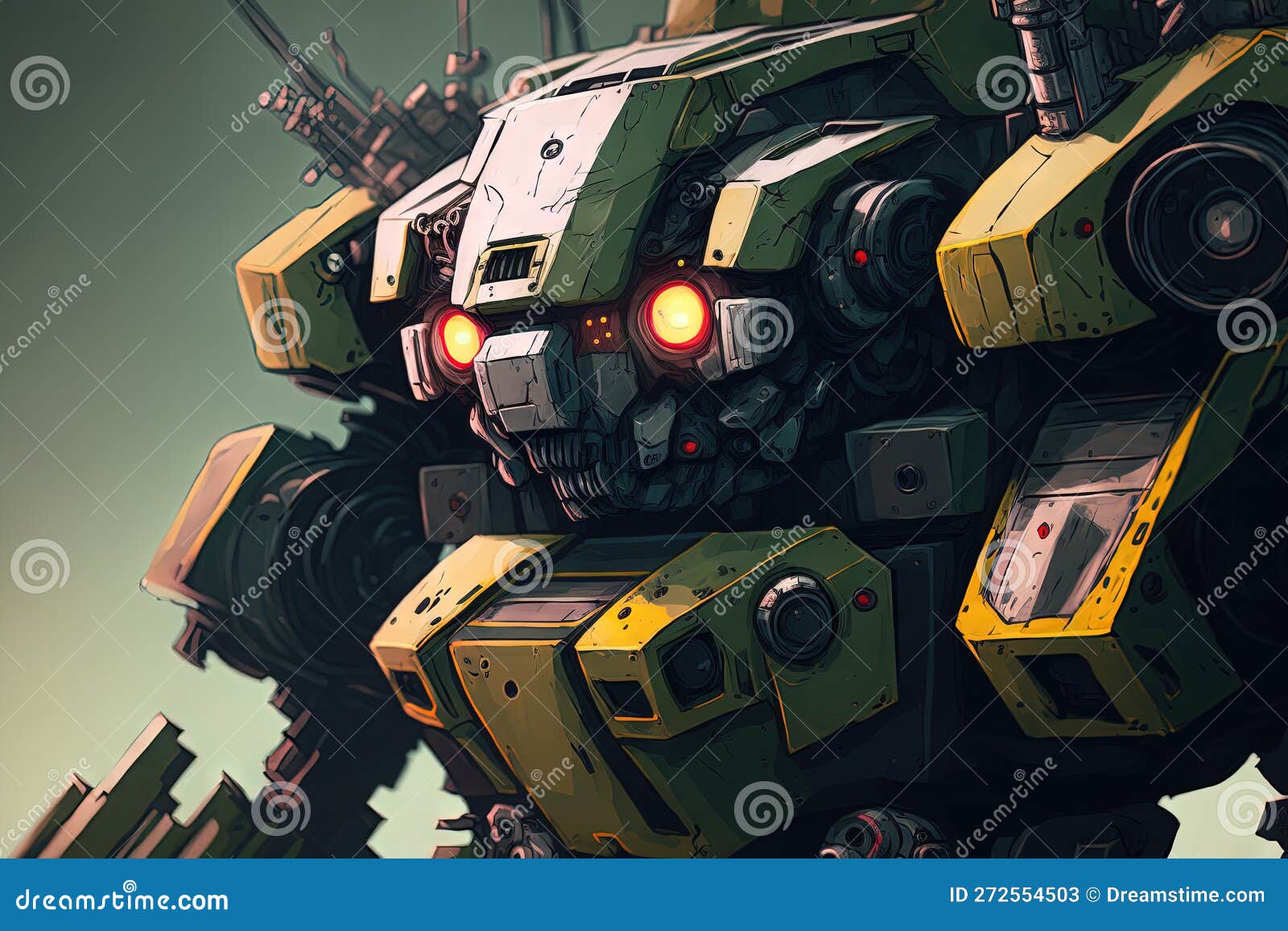 Modern Weapon, Robot Closeup Stock Illustration - Illustration of ...