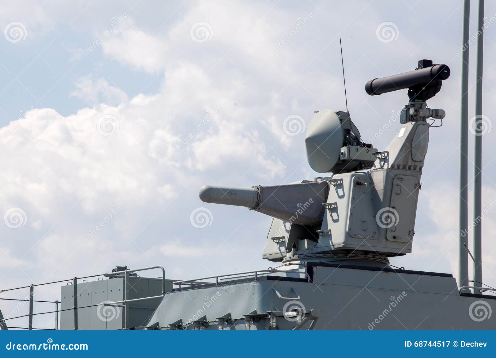 Modern Weapons on the Deck of a Military Ship. Weapon System for ...