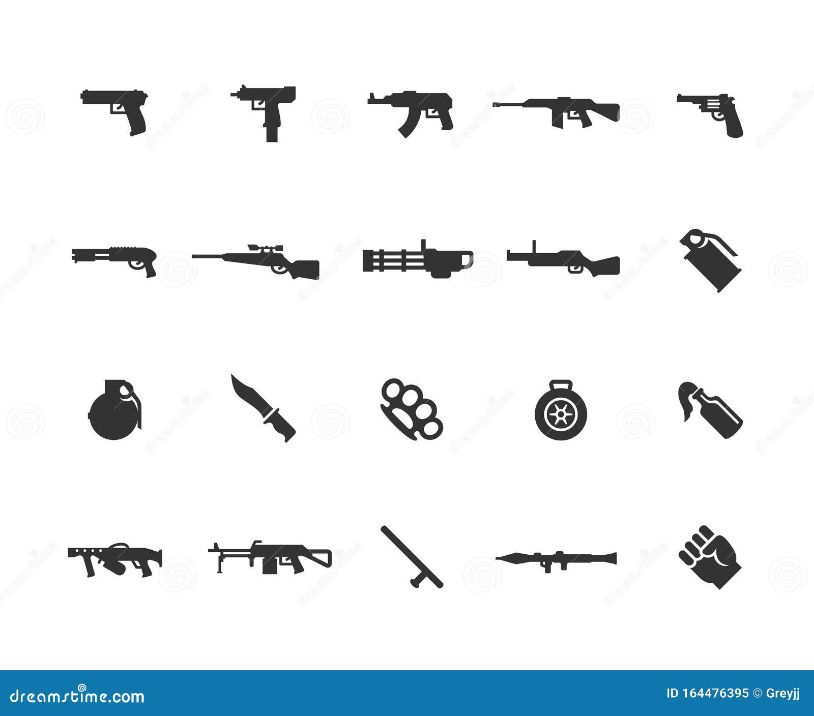 Modern weapons icon set stock vector. Illustration of fire - 164476395