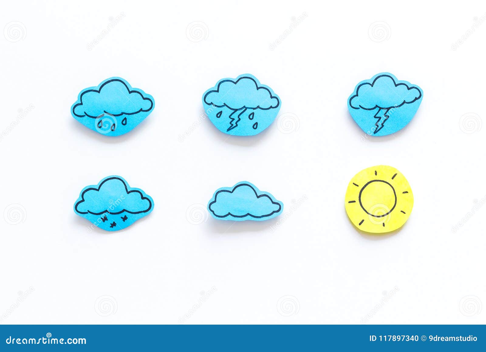 Modern Weather Icons Set on White Background Top View Stock Photo ... Modern Weather Icons Set on White Background Top View Stock Photo ...