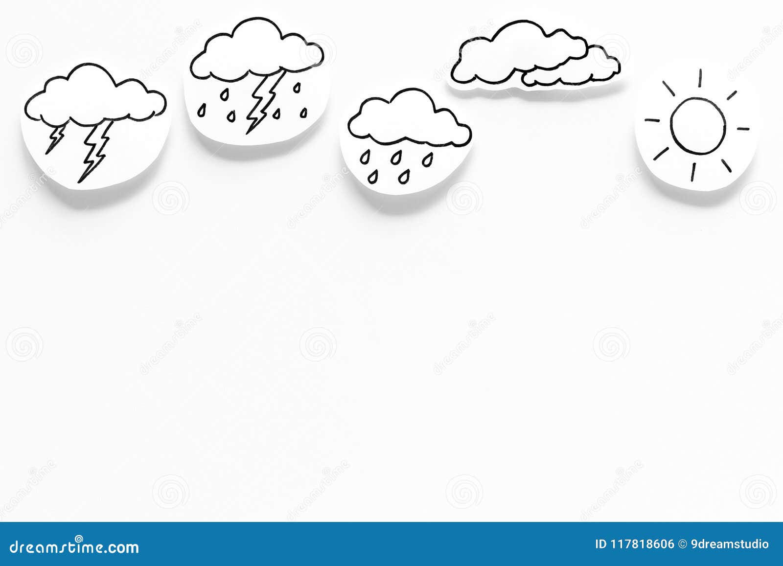 Modern Weather Icons Set on White Background Top View Copy Space Stock ... Modern Weather Icons Set on White Background Top View Copy Space Stock ...