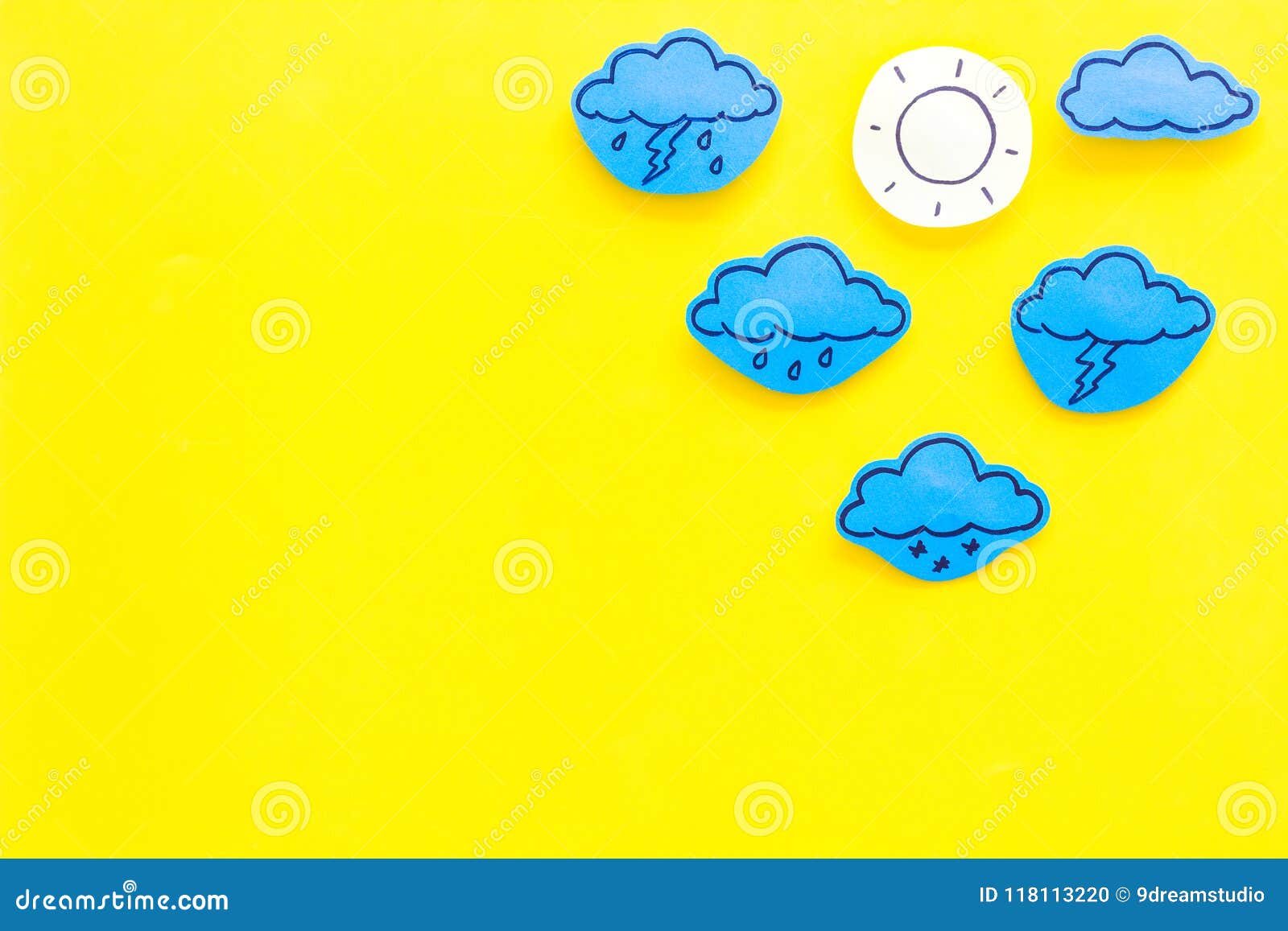 Modern Weather Icons Set on Yellow Background Top View Copy Space Stock ... Modern Weather Icons Set on Yellow Background Top View Copy Space Stock ...