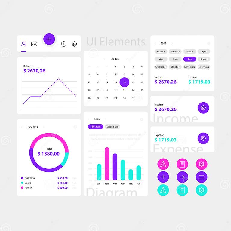Modern Web and App Ui Elements Template. Stock Illustration ...
