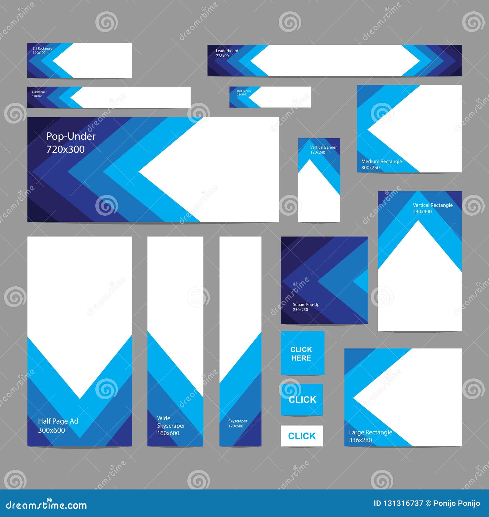 Modern Web Banners Set in Standard Sizes Stock Illustration ...